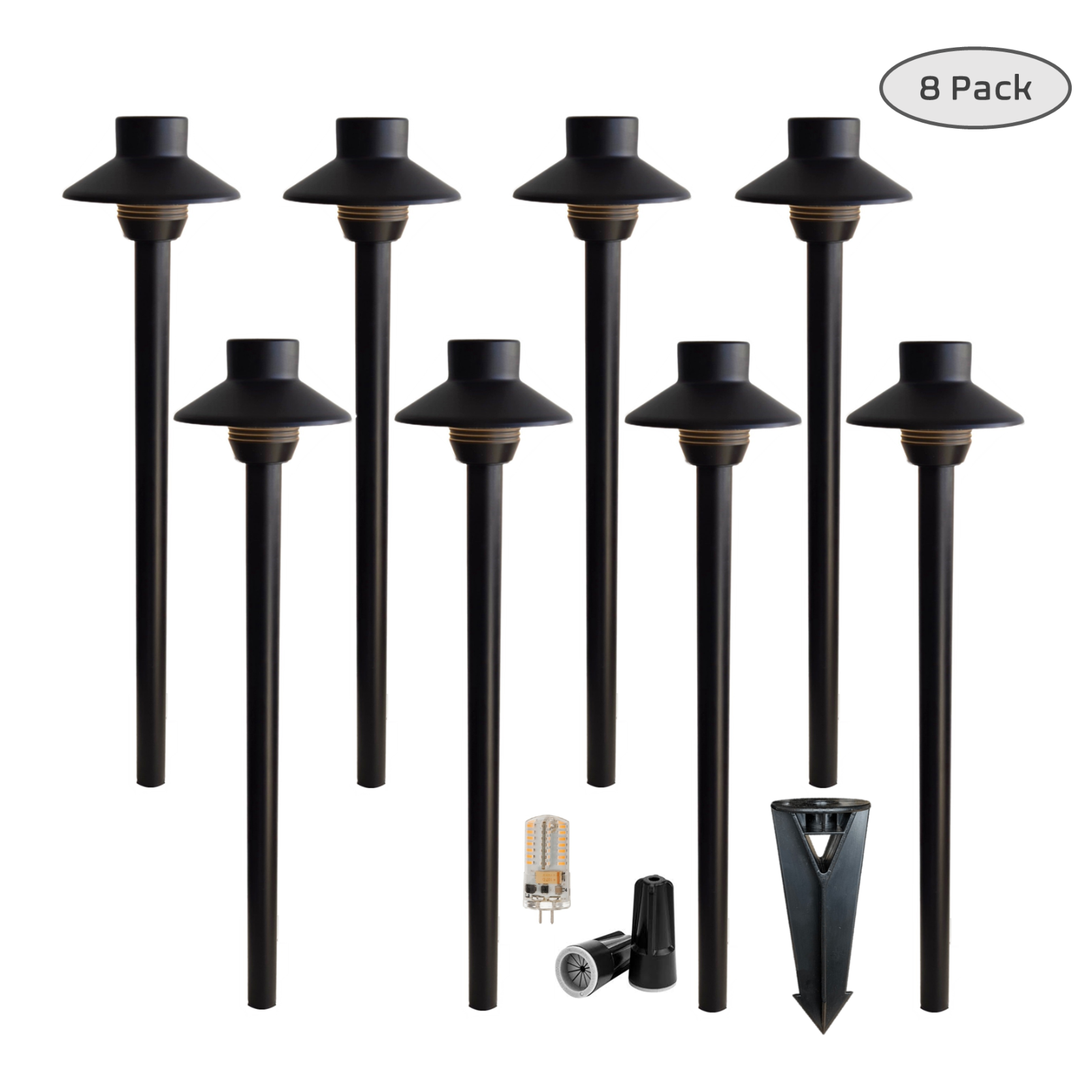 Calypso 8 Pack Solid Cast Brass Pathway Light - Professional Landscape