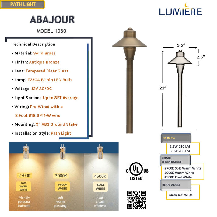 Abajour Solid Brass Pathway Light (Antique Bronze/Black)