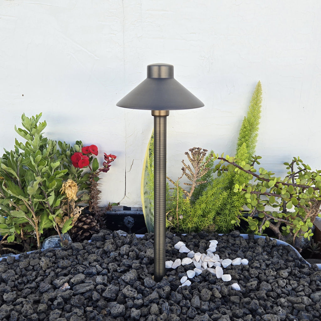 Auvent Solid Cast Brass Mini Pathway Light Natural Bronze