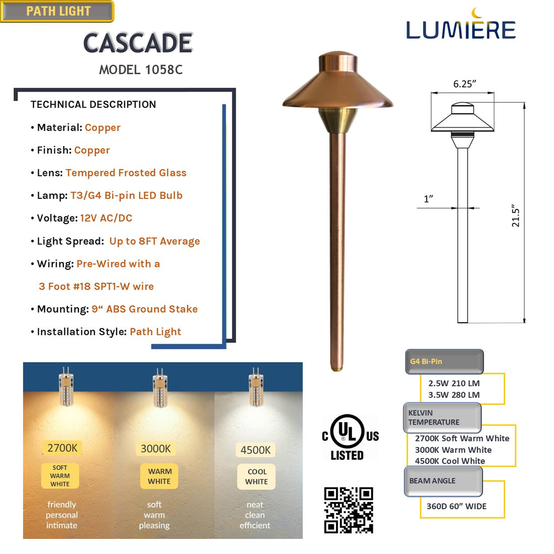 Cascade Natural Copper Path Light
