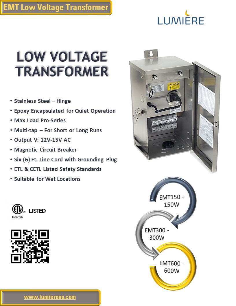 600W Heavy-duty Stainless Steel Multi-Tap Low Voltage Transformer for