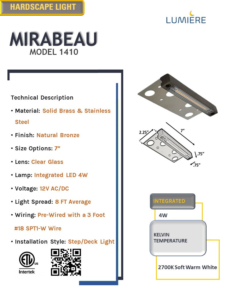 Mirabeau Low Voltage Brass & Stainless Steel LED Solid Hardscape & Dec