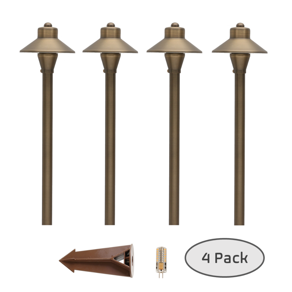 4 Pack Abajour Solid Brass Professional Landscape Pathway Light